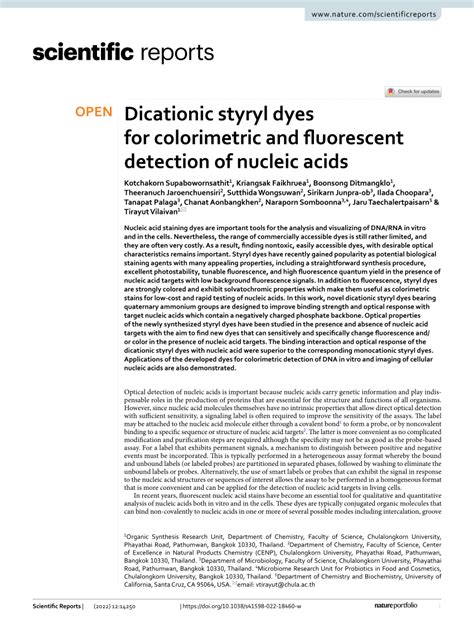 Pdf Dicationic Styryl Dyes For Colorimetric And Fluorescent Detection
