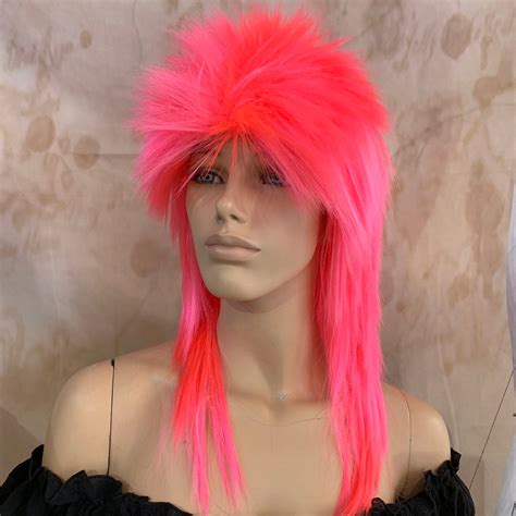 Fluro Pink 80s Deluxe Mullet Wig Perth Hurly Burly Hurly Burly