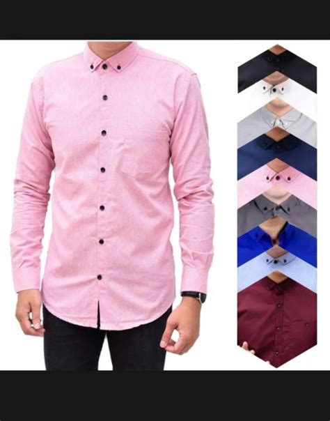 Kemeja Pria Polos Casual Distro Lengan Panjang Lengan Pendek Banyak
