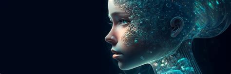 Premium Photo Portrait Of Female Humanoid Bioluminescent Robot