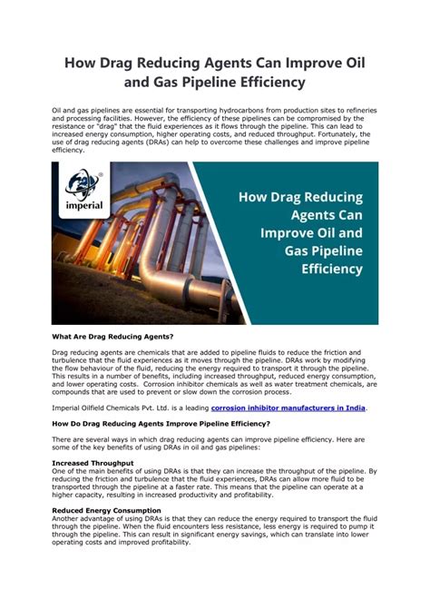 Ppt How Drag Reducing Agents Can Improve Oil And Gas Pipeline Efficiency Powerpoint