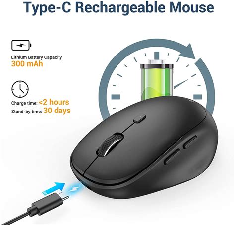 Iclever Md165 Dual Mode Wireless Bluetooth Mouse Type C Rechargeable Ergonomic Mouse 3 Device