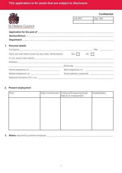 Non Teaching Application Form Sthelens Council