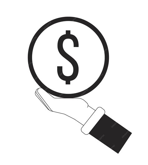 Premium Vector Hand Holding Golden Coin Flat Monochrome Isolated Vector Object Pay Debt