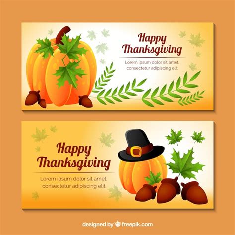 Free Vector Thanksgiving Pumpkin Banners