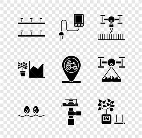 Set Automatic Irrigation Sprinklers Sensor Smart Farm With Drone Plant Farming Technology