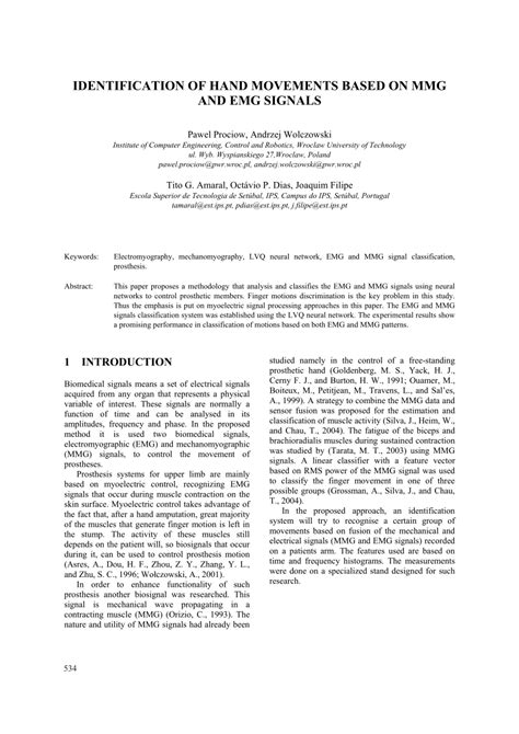 Pdf Identification Of Hand Movements Based On Mmg And Emg Signals