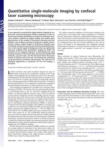 Pdf Quantitative Single Molecule Imaging By Confocal Laser Scanning