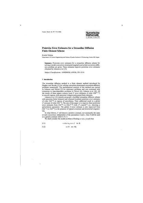 Pdf Pointwise Error Estimates For A Streamline Diffusion Finite