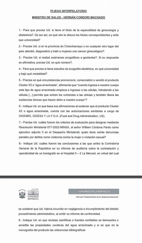 Hernán Condori ¿puede El Congreso Censurar Al Ministro De Salud Sin