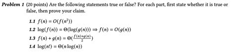 solved problem 1 20 points are the following statements