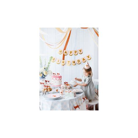 Baner Happy Birthday Konie różowo złoty 13 x 150 cm