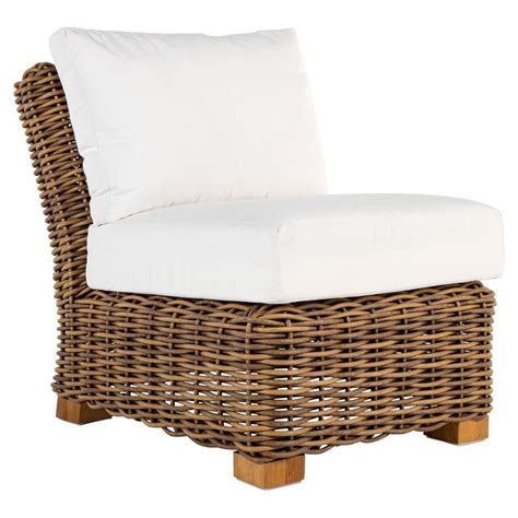 Summer Classics Montauk Brown Wicker White Cushion Outdoor Slipper