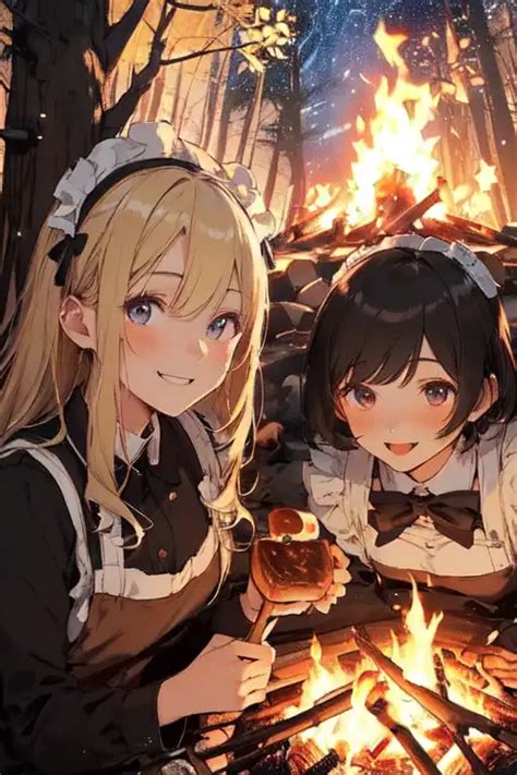 AI Art Maids Camping Vacation 02 By UminChu PixAI
