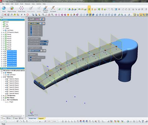 How Do I Create A Solid Or Surface Loft Along A Curved Section Of A Mesh
