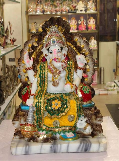 Singhasan Ganesh Ji Murti Dress Marble At Rs 2100 Marble Ganesh