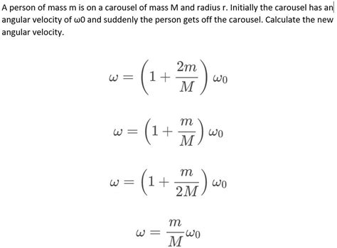 Solved A Person Of Mass M Is On A Carousel Of Mass M And Radius R
