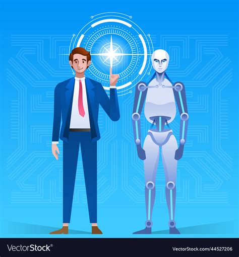 Man Creates Robot Royalty Free Vector Image VectorStock