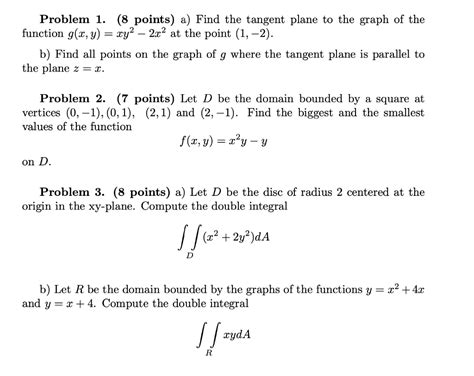 solved problem 1 8 points a find the tangent plane to