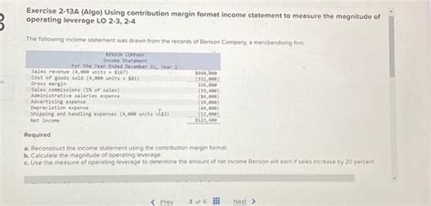 Solved Exercise 2 13a Algo Using Contribution Margin