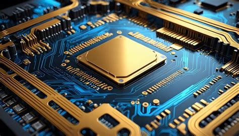Gold Cpu Processor On A Blue Circuit Board Premium Ai Generated Image