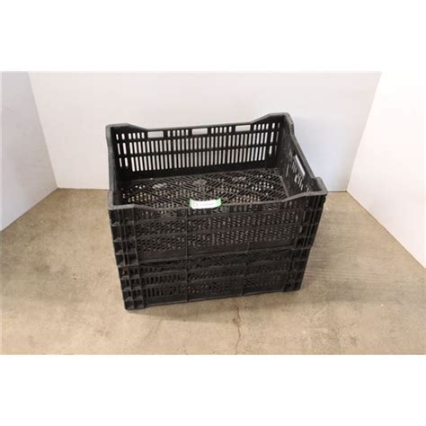 2 Black Plastic Packing Crates Bodnarus Auctioneering