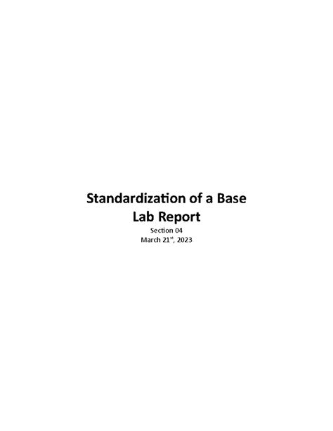 Standardization Of A Base Procedure A Part A A Draw Into A Clean