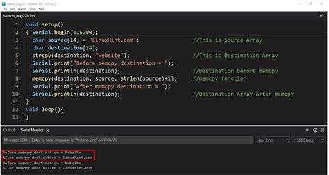 Arduinoでmemcpy関数を使用する方法