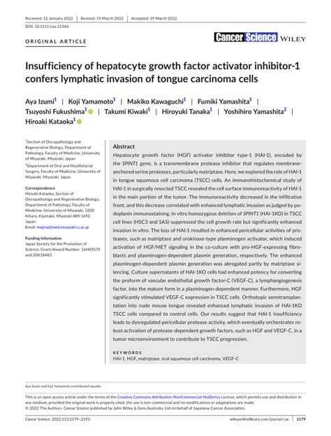 Pdf Insufficiency Of Hepatocyte Growth Factor Activator Inhibitor‐1