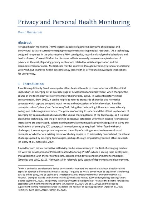 PDF Privacy And Personal Health Monitoring