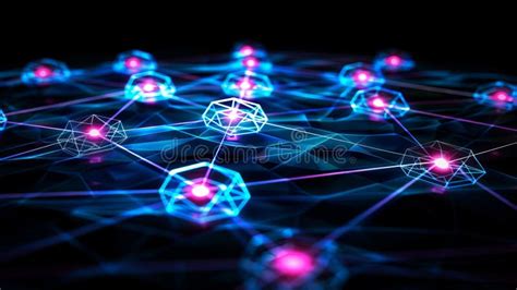 Blockchain Network Connection Concept Digital Nodes Linking Technology Abstract Futuristic