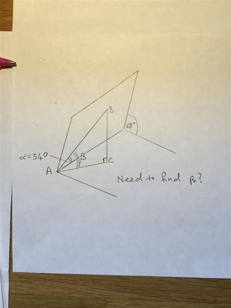 trigonometry find the angle between a line and a plane mathematics