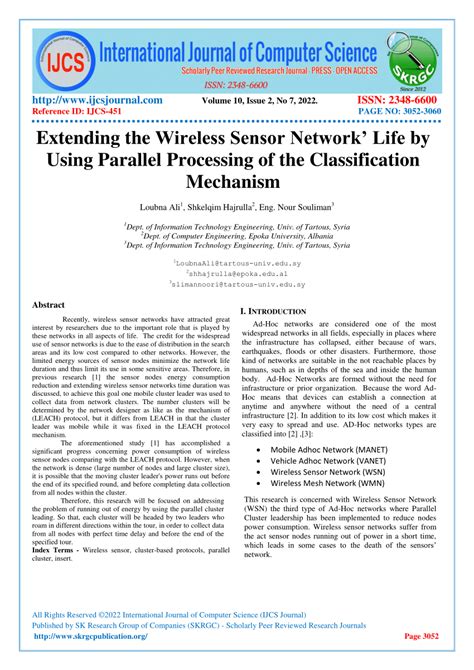 Pdf Extending The Wireless Networks Life By Using Parallel Processing Of The Classification