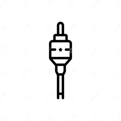 Black Line Icon For Rca Jack And Wire Stock Vector Illustration Of