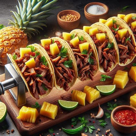 Premium Photo Realistic Image Of Tacos Al Pastor On A Vertical Spit
