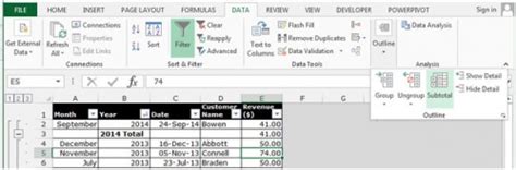 Adding The Subtotals Icon To The Menu Bar In Microsoft Excel 2010