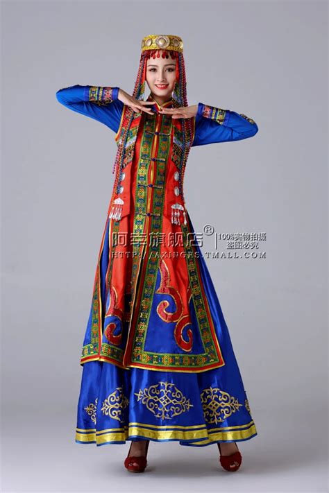阿幸蒙古族成人表演独唱女少数民族蒙古长袍筷子舞舞蹈演出服长裙 天猫 花瓣网