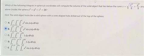 solved which of the following integrals in spherical