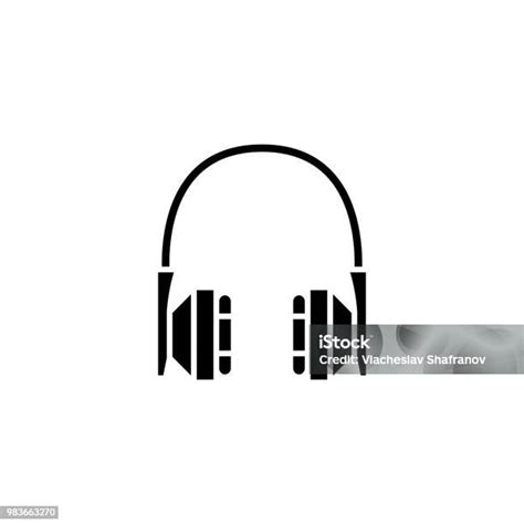 Concept De Casque Dicône Noire Casque Plat Vecteur Symbole Signe