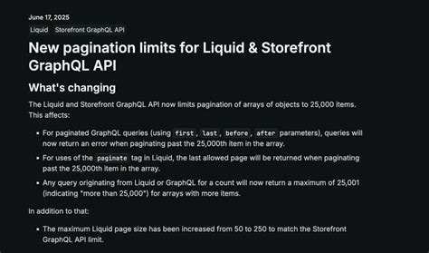 Shopify Updated Pagination Limits For Liquid And Storefront Graphql Api