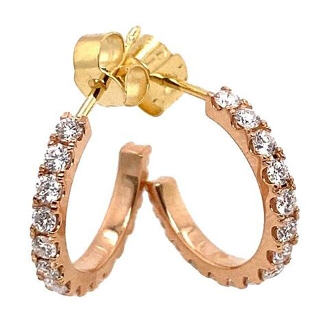 18ct Rose Gold Diamond Hoop Earrings Set With 1 03ct Of Round Diamonds