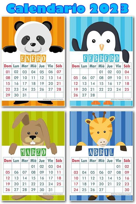 Calendario Bonito 2025 para Niños PDF Calendario para niños