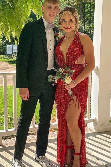 Red Halter Sequin Long Evening Prom Dress Laylatailor Shop