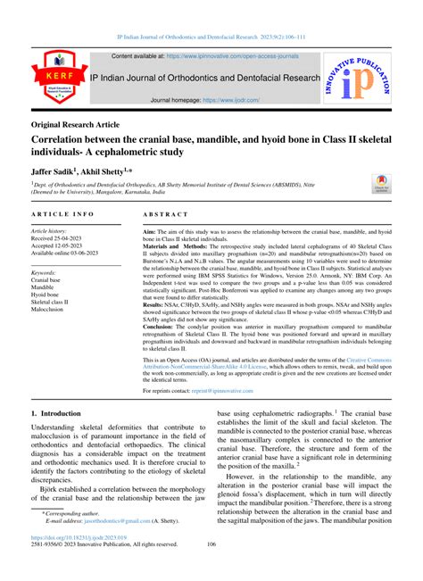 Pdf Correlation Between The Cranial Base Mandible And Hyoid Bone In