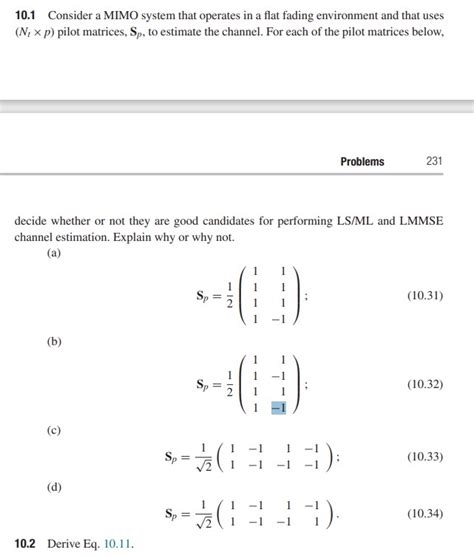 Solved 101 ﻿consider A Mimo System That Operates In A Flat