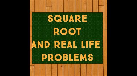Real Life Problems Involving Square Root Part 3 By Asif Ali Youtube