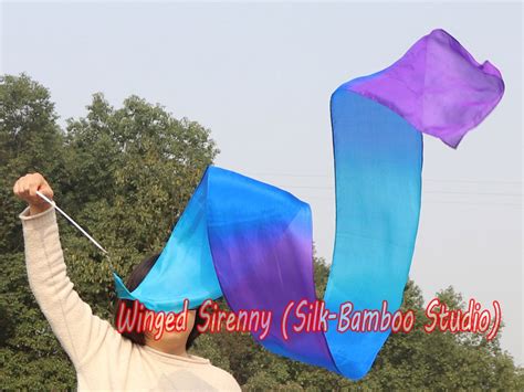 1pc 25m30cm Turquoisebluepurple Silk Dance Streamer Flowy Silk