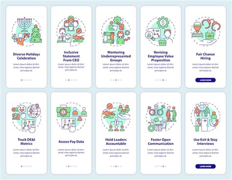 Premium Vector Dei Programs For Workplace Onboarding Mobile App Screens Set