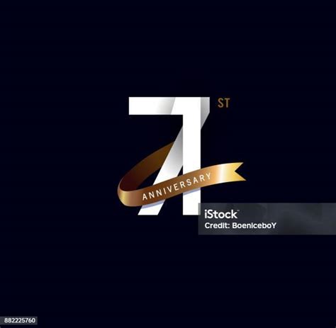 골드 리본 있는 71 주년 아이콘입니다 템플릿 디자인 웹 게임 창조적인 포스터 소책자 전단지 전단지 잡지 초대 카드 광고에 대한 스톡 벡터 아트 및 기타 이미지 Istock