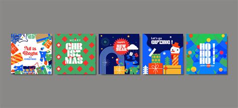 메리 크리스마스와 새해 복 많이 받으세요 인사말 카드 아름다운 기하학과 낙서 요소와 함께 설정 12월에 대한 스톡 벡터 아트 및 기타 이미지 Istock